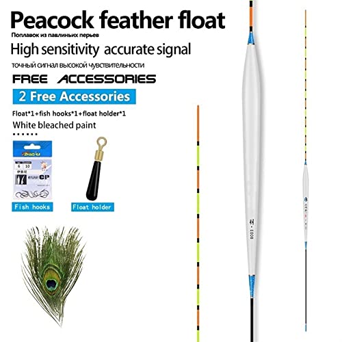 MILiG Fishing Bobbers Sensitive Feather Float Vertically Stable Durable Fishing Tool 1 Piece Bobber + 1 Float + 1 Bag Hook (Color : E001 Size3 1piece)