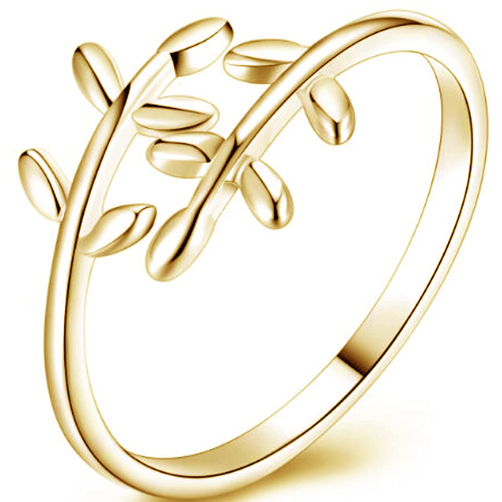 Jude Jewelers Stainless Steel Tree Leaf Style Statement Promise Anniversary Ring (Gold, 12)