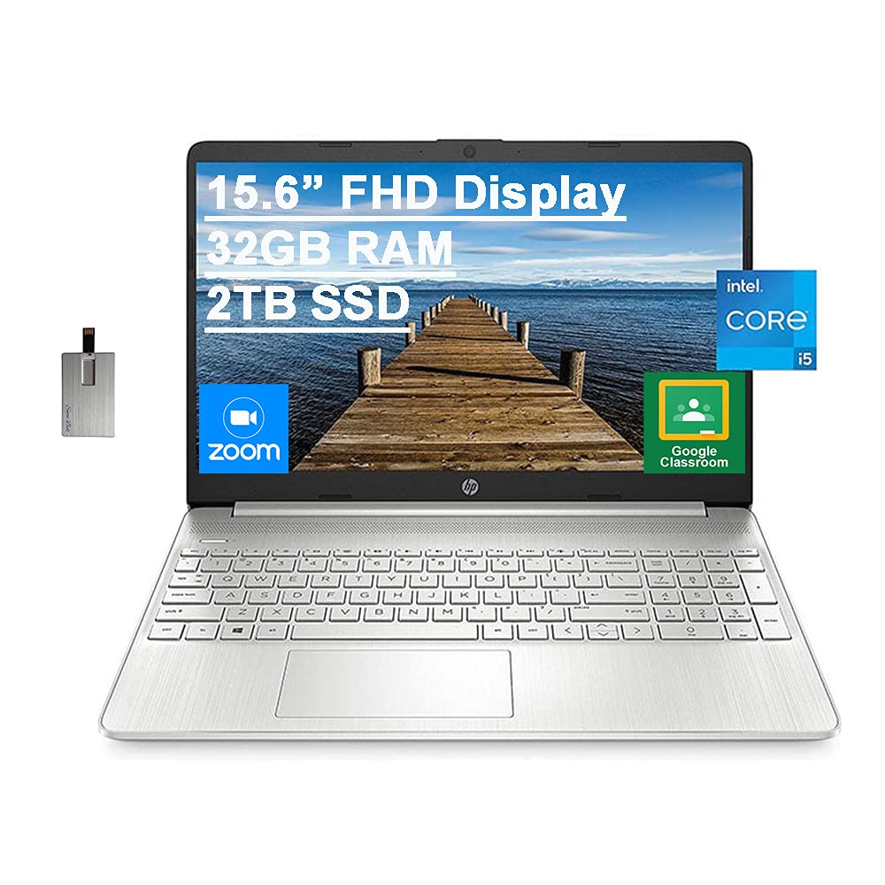 HP 2022 15.6 FHD Laptop Computer, 11th Gen Intel Core i5 1135G7(Beats Intel i7 1065G7), 32GB RAM | 2TB SSD | Free 32GB USB Business Card