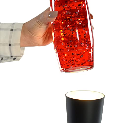 IIDSA Glitter Lamp Black Base, Red Liquid 16 inch, Decorative Table Lamp for Any Area of Your Home (Bulb and Extra Bulb).