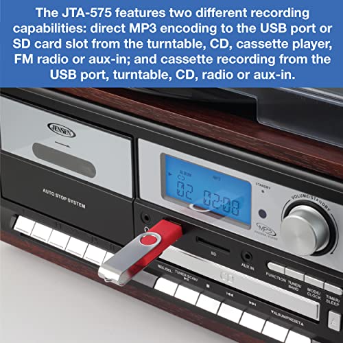 JENSEN JTA-575 JTA-575 3-Speed 10-Watt Belt-Drive Turntable System with CD Player, Cassette Player/Recorder, AM/FM Stereo Radio, and Speakers