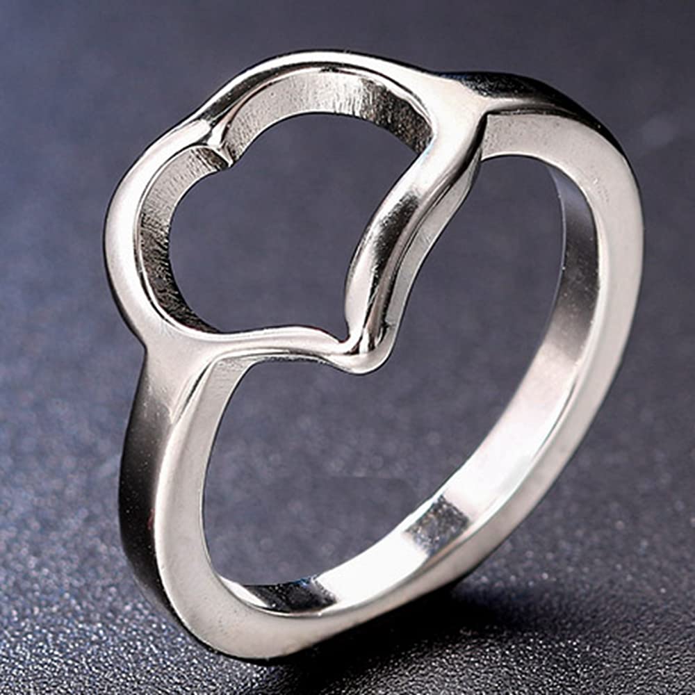 Jude Jewelers Stainless Steel Open Heart Karma Statement Promise Ring (Silver, 7)
