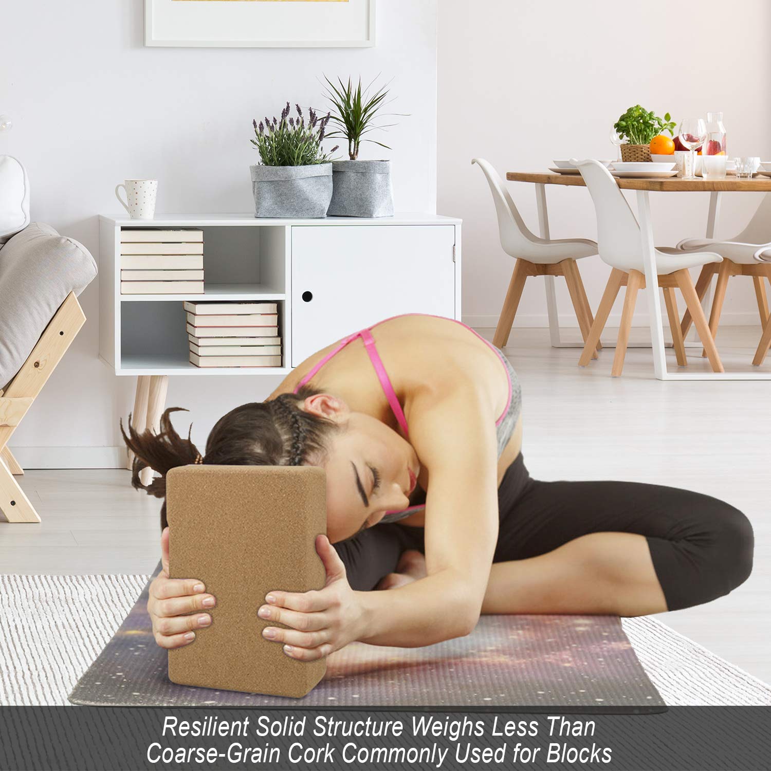 Hossejoy Cork Wood Yoga Blocks, Support Brick to Deepen Poses, Improve Strength and Aid Balance and Flexibility, 8.7 x 5.7 x 2.9 in, Set of 2