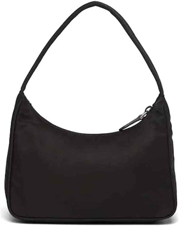Nylon Handbag Classic Silver Buckle Triangle Label Black One Shoulder Underarm Mini Tote Gift For Women …