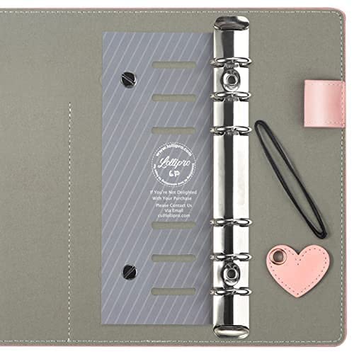 lollipro Light Rose Pink A6 Personal Size PU Leather Budget Notebook Wallet Saving Money Organizer And 2 Pakc Of Loose Leaf Paper