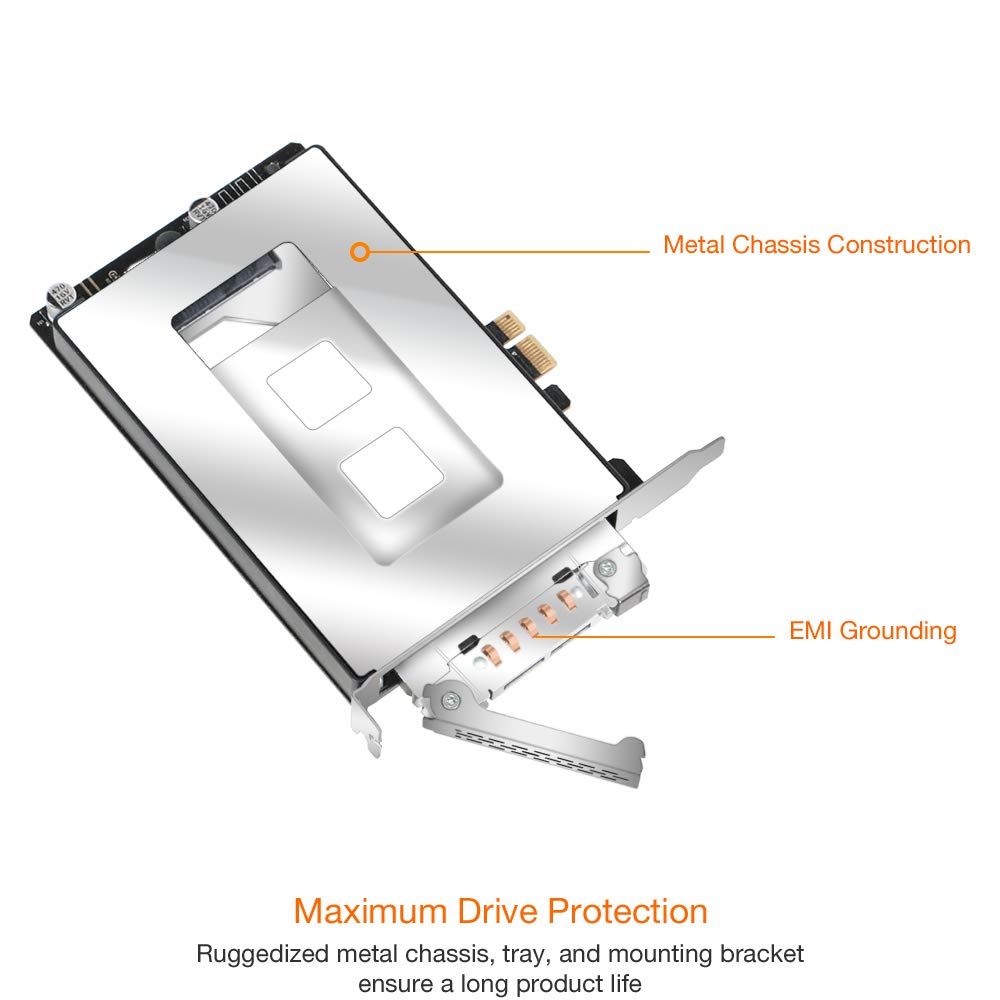 ICY DOCK 2.5 inch SATA SSD Removable Hard Drive Bay Adapter for PCIe Expansion Card Slot | ToughArmor MB839SP-B