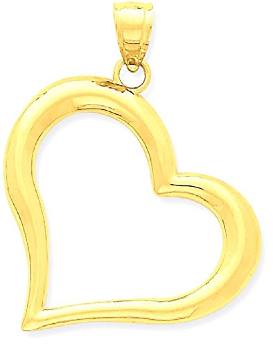 IceCarats 14K Yellow Gold Dangling Heart Necklace Love Pendant Charm Only
