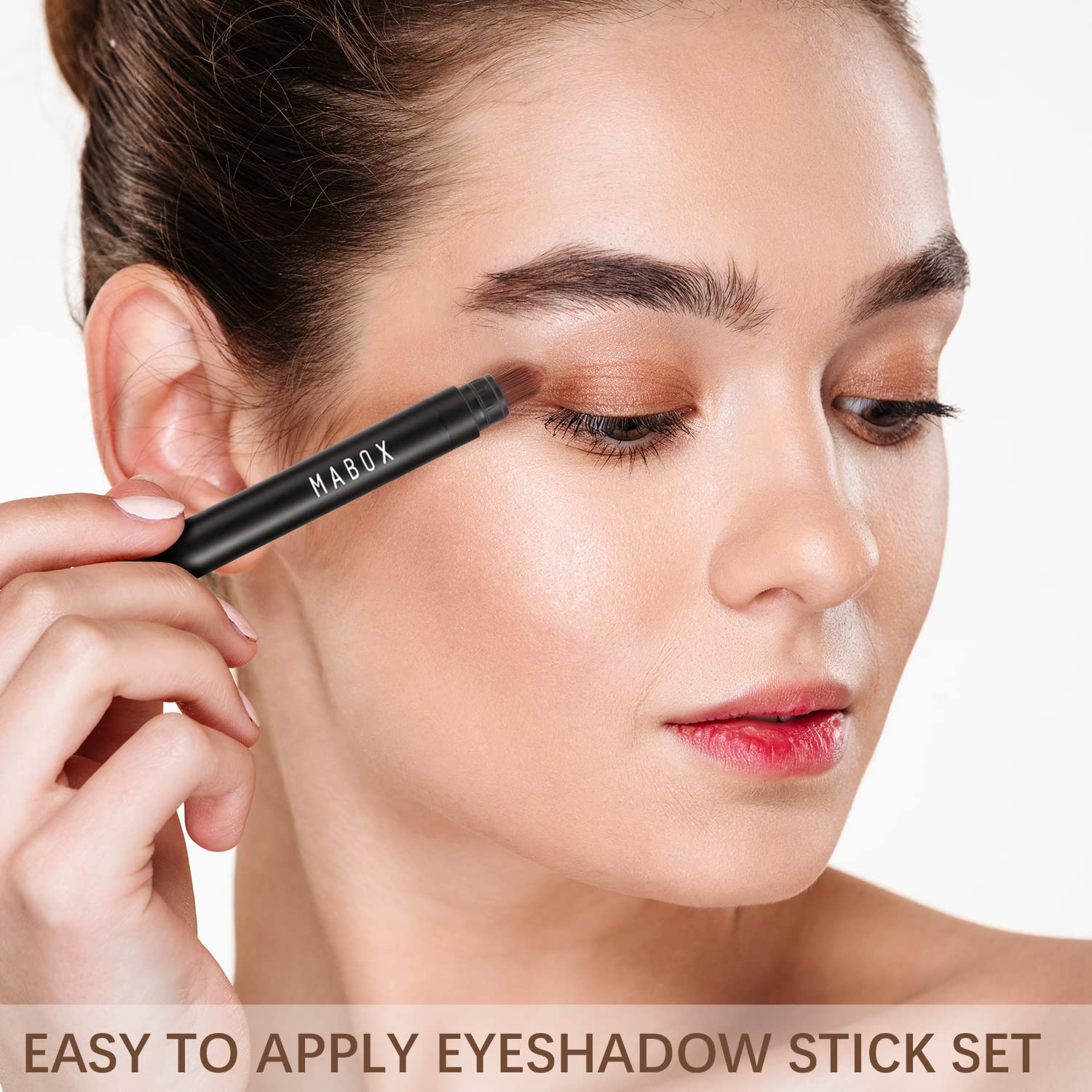 Mabox Eyeshadow Stick 6Pcs - Neutral and Brown Metallic Eye Shadow Stick Makeup - Creamy & Waterproof Eyeshadow Brightener Pencil for Smoky, Luminous and Metallic Eye Makeup