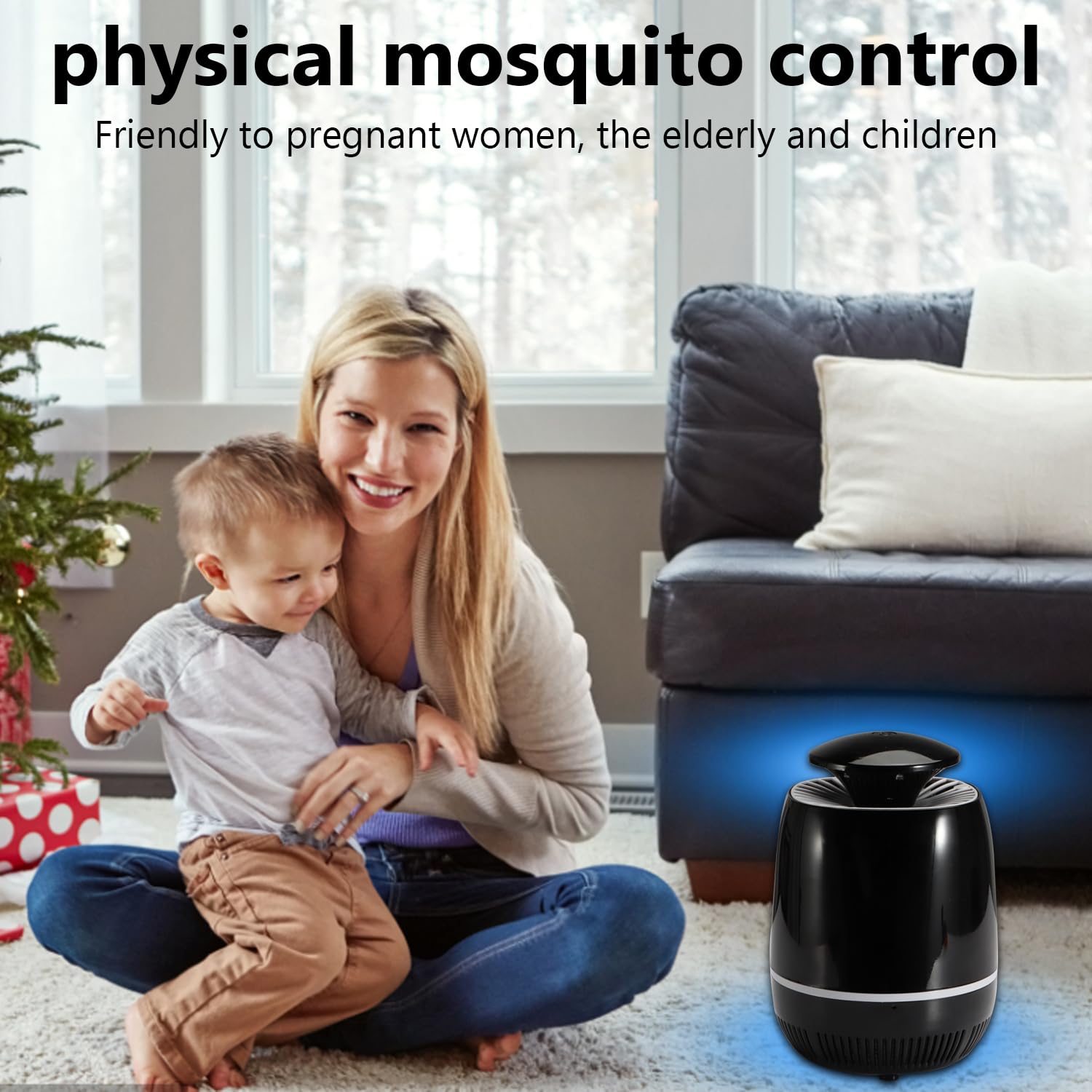 Indoor Insect Trap, Bug Zapper Indoor, Catcher & Killer for Mosquitos, Gnats, Moths, Fruit Flies, Fruit Fly Traps for Home - Fly Traps Indoor with Suction, Bug Light (Black)