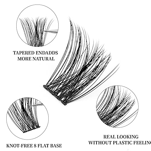 Lash Clusters 144pcs D Curl Individual Lashes DIY Eyelash Extensions, Eyeberly LASH 10/12/14/16mm Mix Length Cluster Lashes Natural Look Lash Extensions DIY Wispy Lashes at Home(Dream)