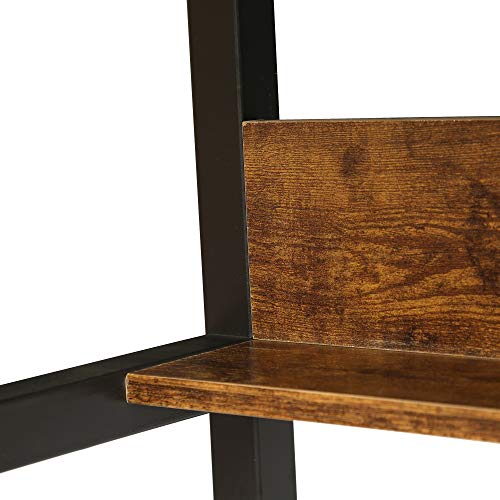 JEROAL 55 Inch Computer Desk with Bookshelf, Wood PC Laptop Workstation, Study Writing Table with Metal Frame for Home, Office and Study Room, Rustic Brown