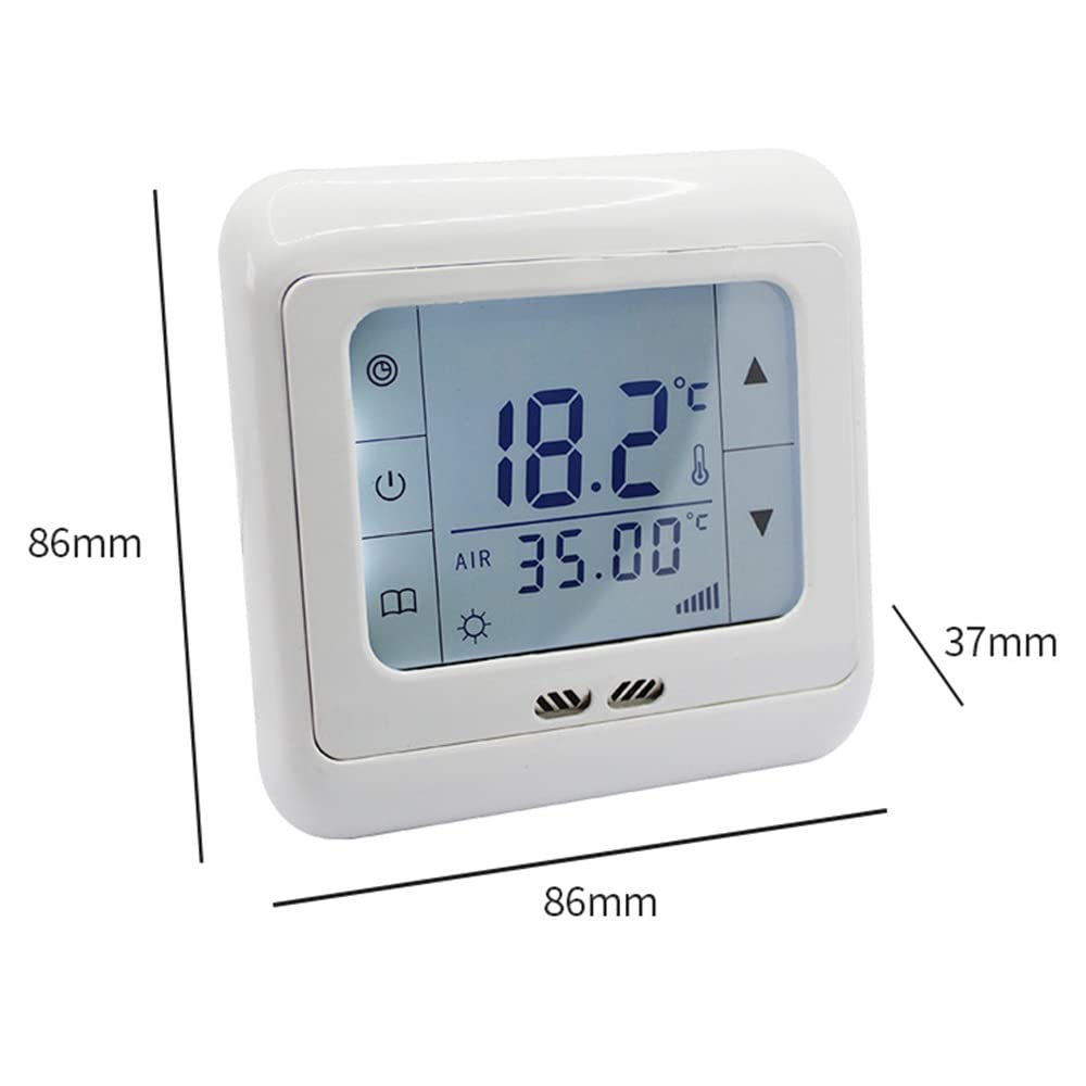 heiou Electric Heating Thermostat 0-99 (℃) 16000 (mA) Touch LCD Screen Floor Heating Thermostat Controller 16A Electric Heating Film Heating Cable