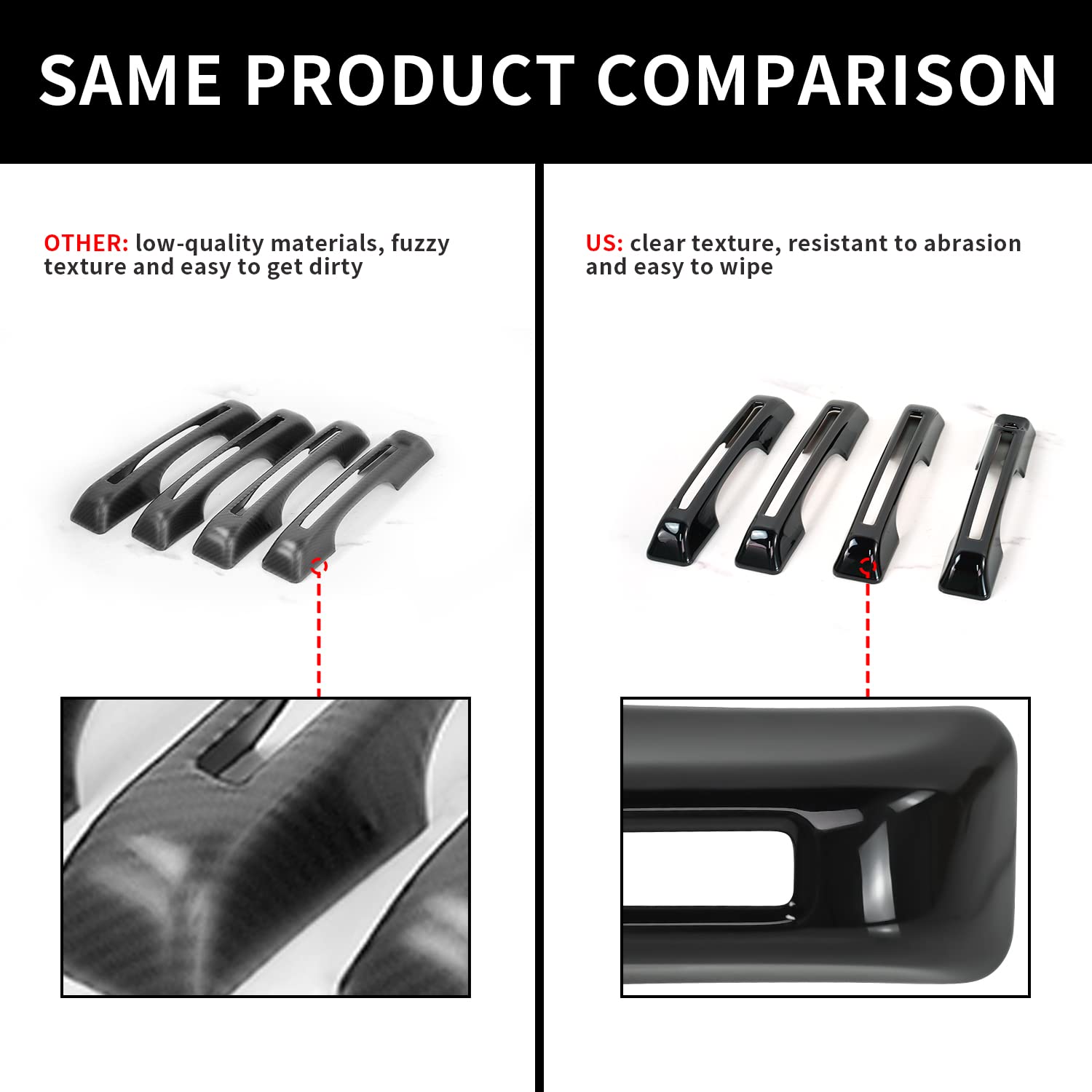 LONGDING Door Handle Covers Trim for 2021 2022 Ford Bronco Sport Car Exterior Door Handle Accessories Front Emblem Badge Cover Trim ABS Smooth Black 4PCS