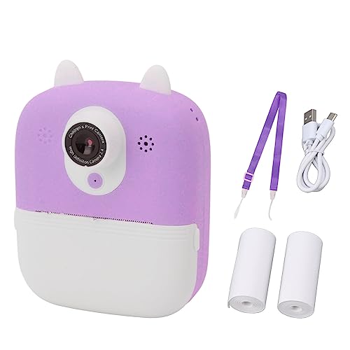 jerss Childrens Digital Camera 6 Filter Effects Face Recognition Auto Print Digital Camera 1080P ABS Home Silicone for Children (Purple)