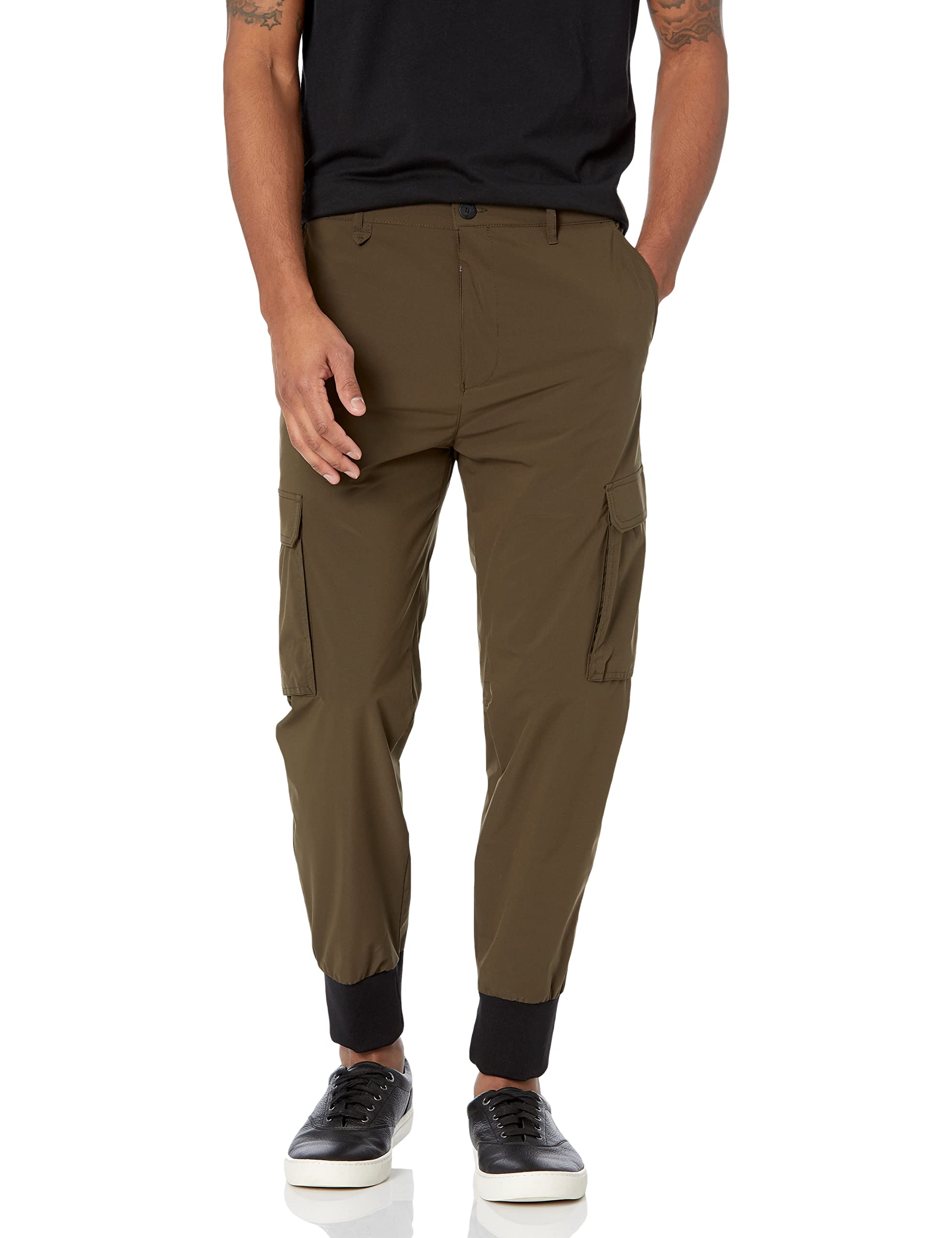 HUGO Boss Mens Lightweight Cargo Pocket Cuffed Trousers Casual Pants, Moss Green, 34 Regular US