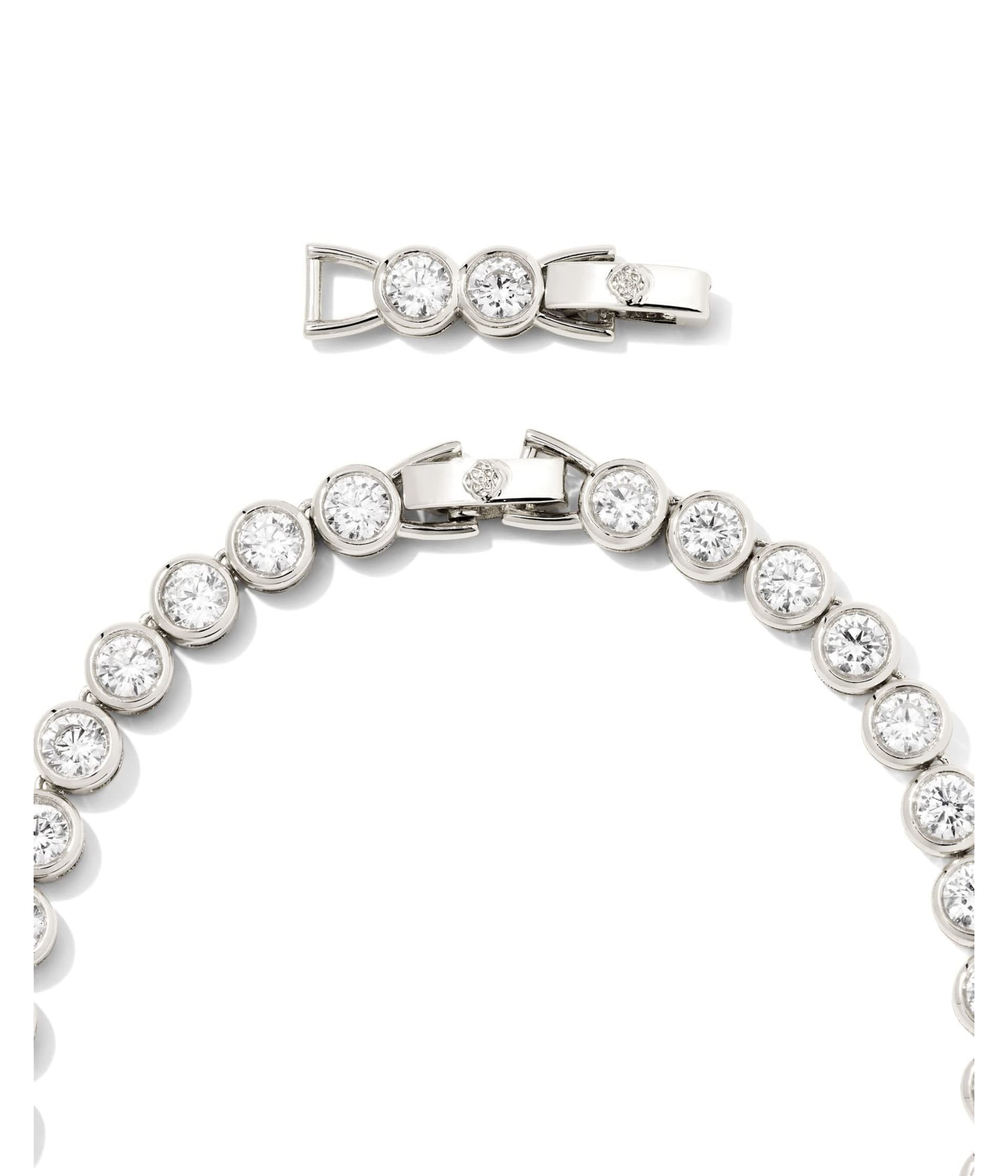 Kendra Scott Carmen Tennis Necklace Bright Silver Metal/White Cz One Size