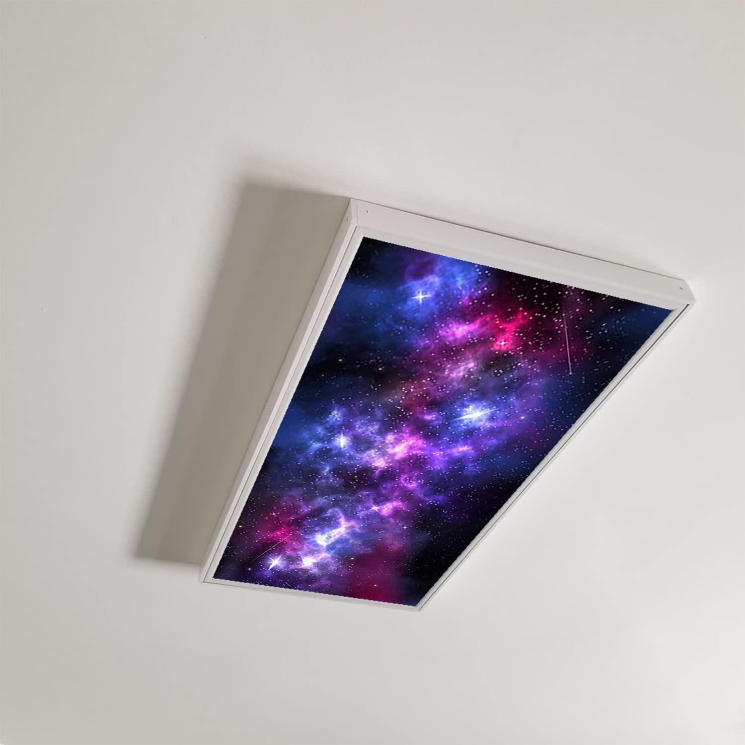 LANQiAO Fluorescent Light Covers for Classroom Kitchen Office Decorations-Nebula Galaxy-Eliminate Harsh Glare and Headaches-Easy to Install Ceiling Light Covers-2'x4'