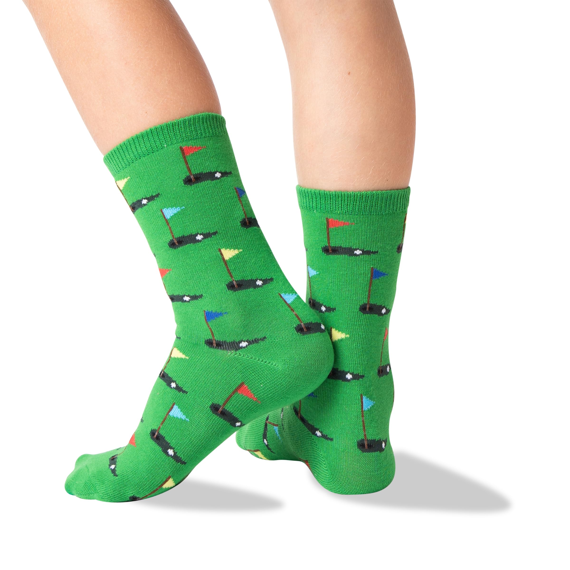 Hot Sox boys Sports Series Novelty Crew Casual Sock, Golf (Green), 6 12 US