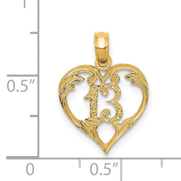 IceCarats 14K Yellow Gold 13 inch Heart Necklace Love Pendant Charm 20mm x 13.85mm Only
