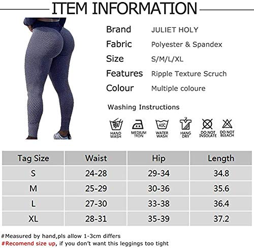 Juliet Holy Womens High Waisted Leggings Slimming Butt Lift Workout Textured Tummy Control Yoga Pants