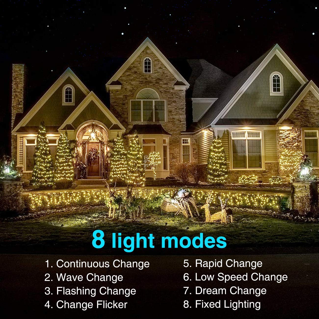 kolpop Solar String Lights Outdoor, 79ft 240LED 8 Modes Solar Fairy Lights Outdoor Waterproof Copper Wire Solar Powered String Lights for Garden Christmas Tree Patio Home Wedding Yard (Warm White)