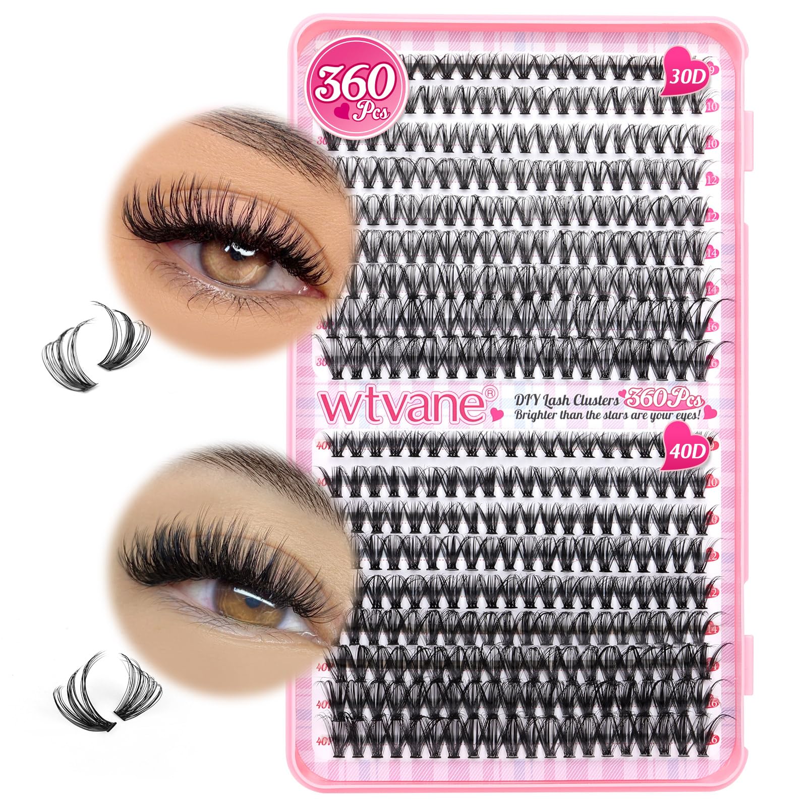 Lash Clusters Wispy Eyelash Extension D Curl Individual Lashes Clusters 10-16mm Natural Cluster Lashes DIY Lash Extension at Home 72Pcs by wtvane