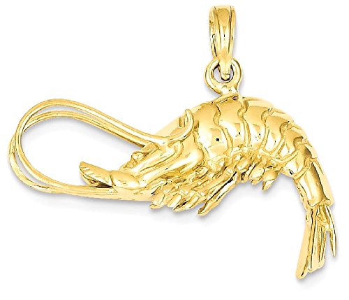 IceCarats 14K Yellow Gold Shrimp Necklace Charm Pendant Only