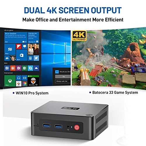Kinhank Mini PC,Super Console X PC Lite Retro Game Console with 120000+ Games,Compatible with PSP/PS2/PS1/ARCADE/ATARI/SEGA/MAME,Win10 & Batocera 33 Game System in 1,4K Dual Output,2.4G+5G WiFi,BT