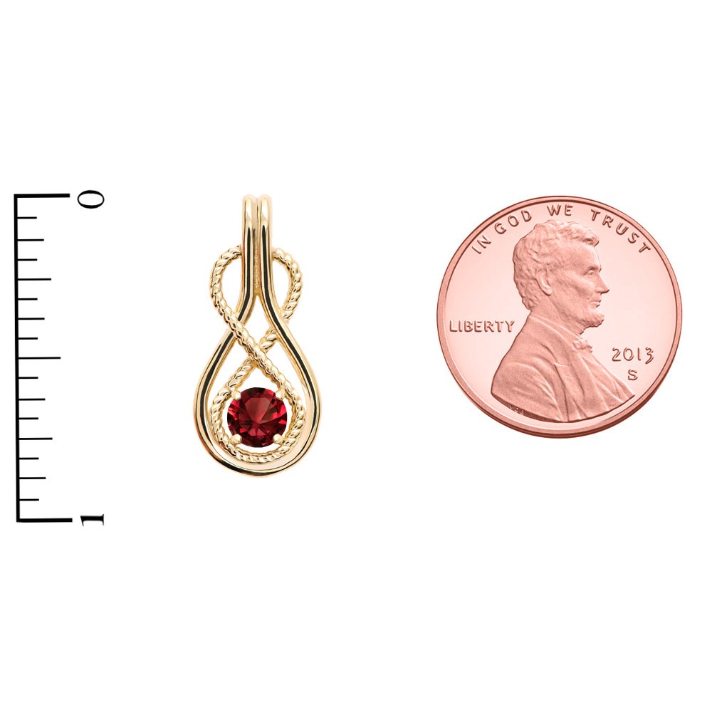 Infinity Rope January Birthstone Garnet 14k Yellow Gold Pendant Necklace, 16"