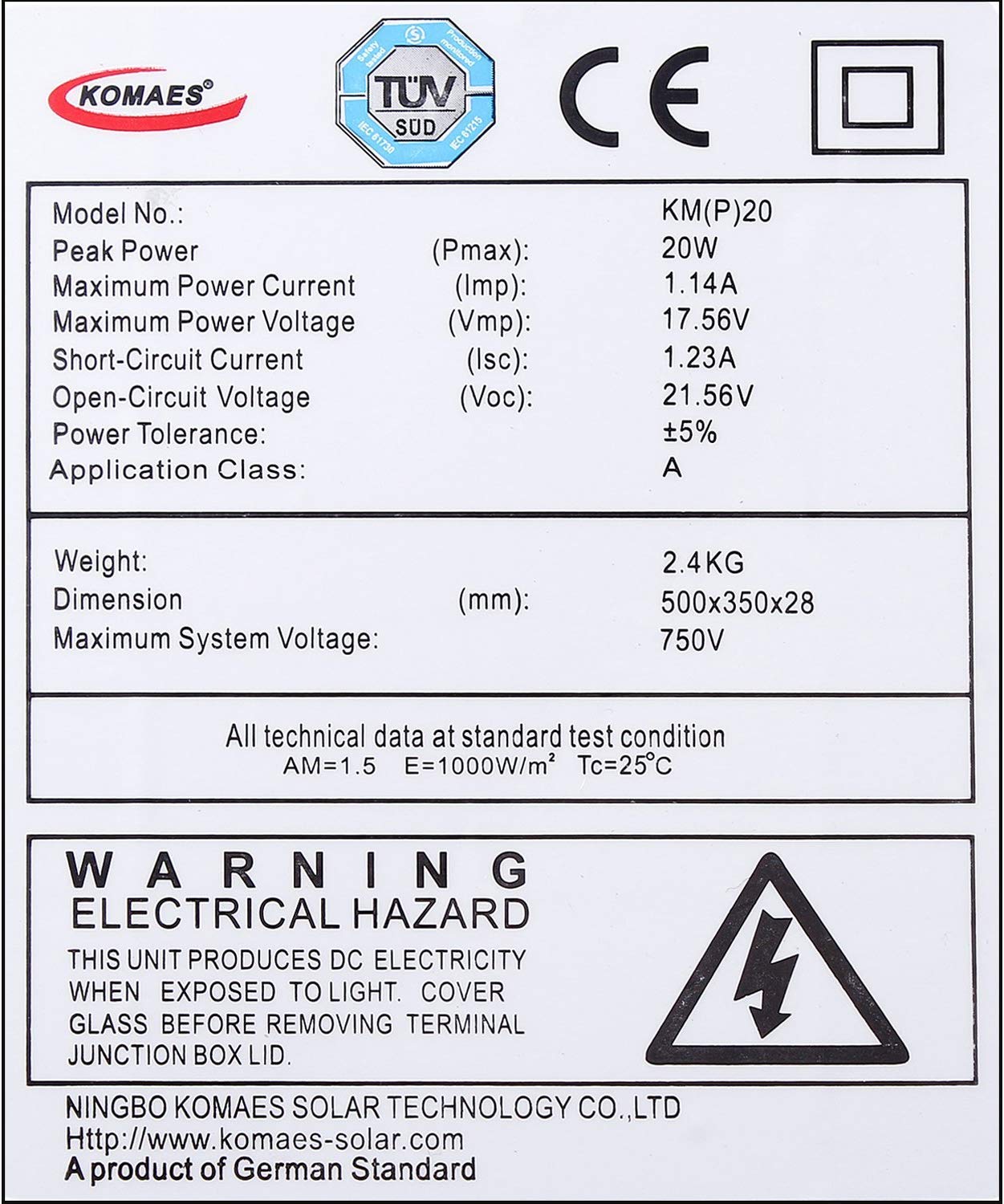 KOMAES 20 Watts 12Volts Polycrystalline Solar Panel, PV Solar Charger Includes 3Amp Solar Charge Controller, 3ft Crocodile Clip Cables Energy-efficient Technology (20W)