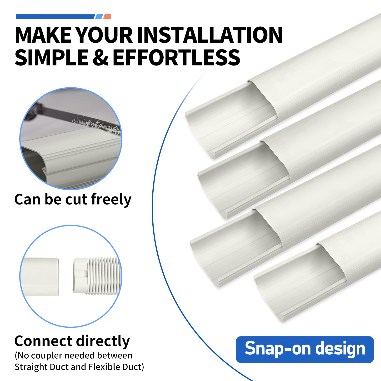 LILIJIA 3" 8Ft Decorative PVC Line Set Cover Kit for Mini Split Air Conditioners and Heat Pumps