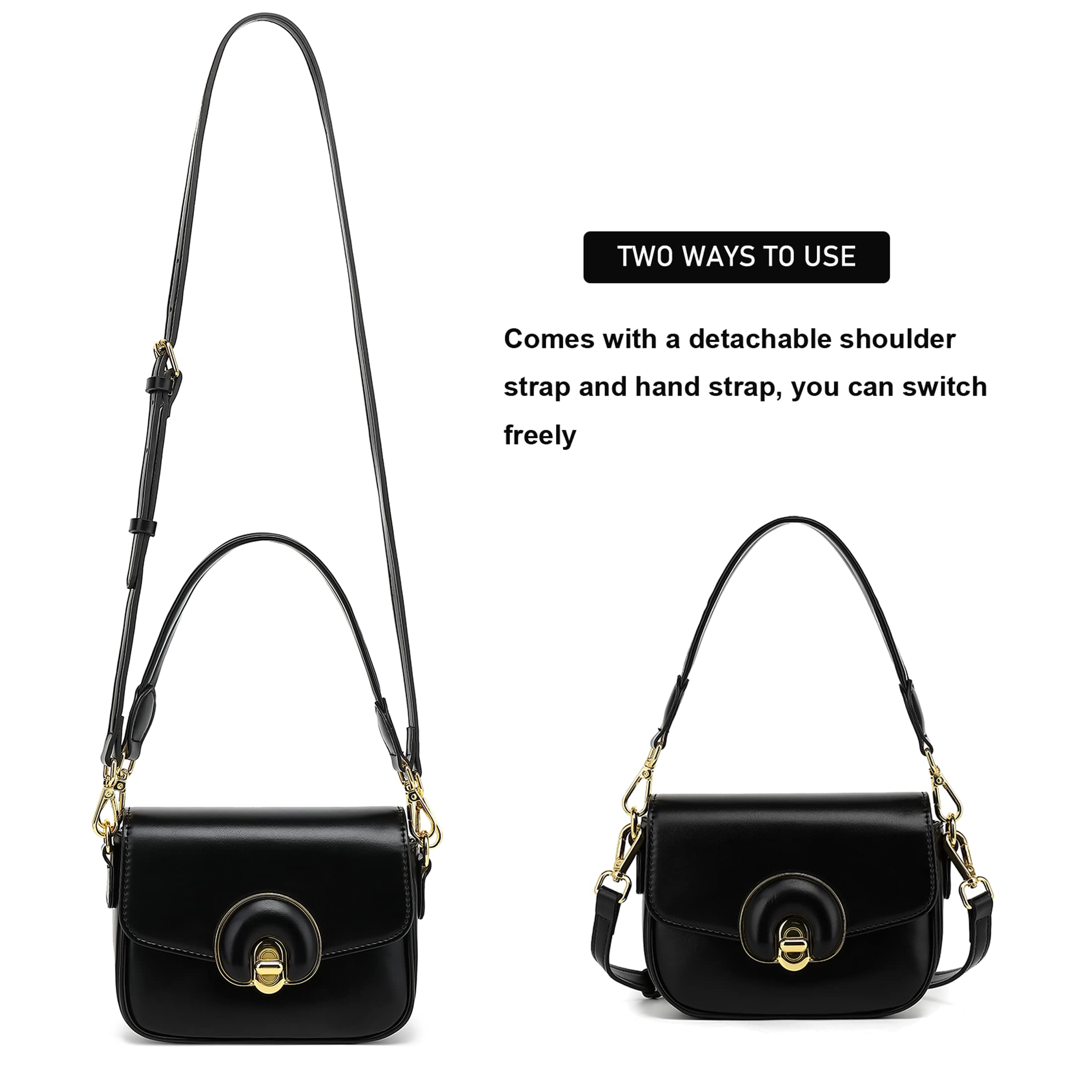 LL LOPPOP Small Stylish Designer Purses Crossbody Bags, Mini Shoulder and Evening Bag for Women with Wide Strap 204101 Black