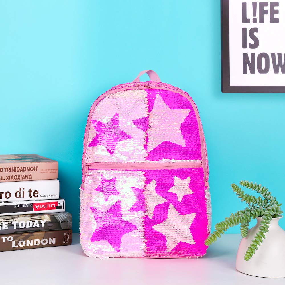 Le Vasty Sequin School Backpack for Girls Boys Kids Cute Kindergarten Elementary Book Bag Bookbag Glitter Sparkly Back Pack One_Size