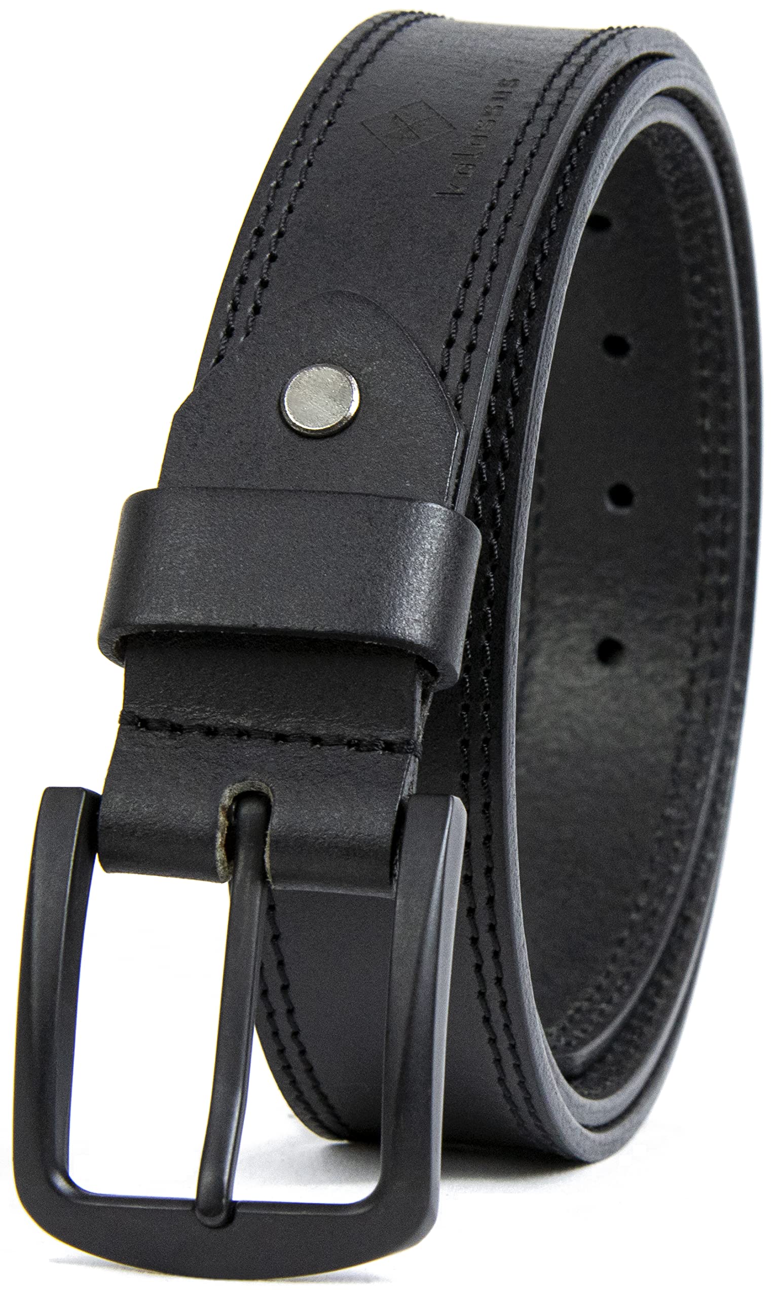 Kolossus Leather Belt For Men Double Prong Black L(38-40)