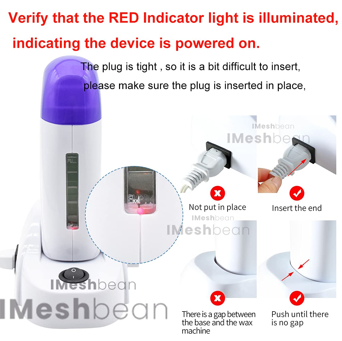 iMeshbean® Depilatory Roll on Wax Heater Roller Warmer Cartridge Strips Hair Removal Kit USA (Aloe & Honey Wax & 100 Paper)