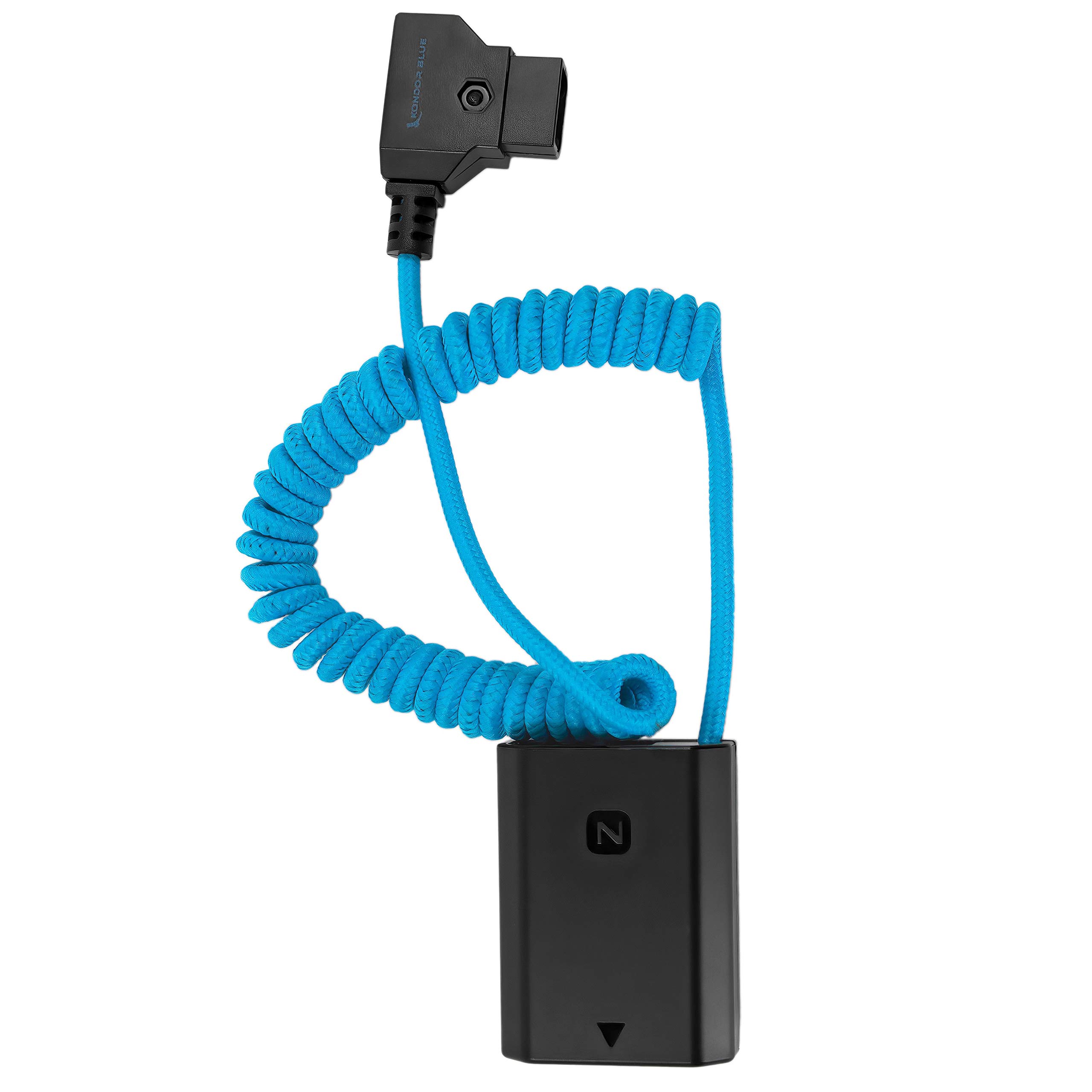 Kondor Blue D-Tap to NP-FZ100 Coiled Dummy Battery Cable for Sony a7S III/a7 IV, Blue