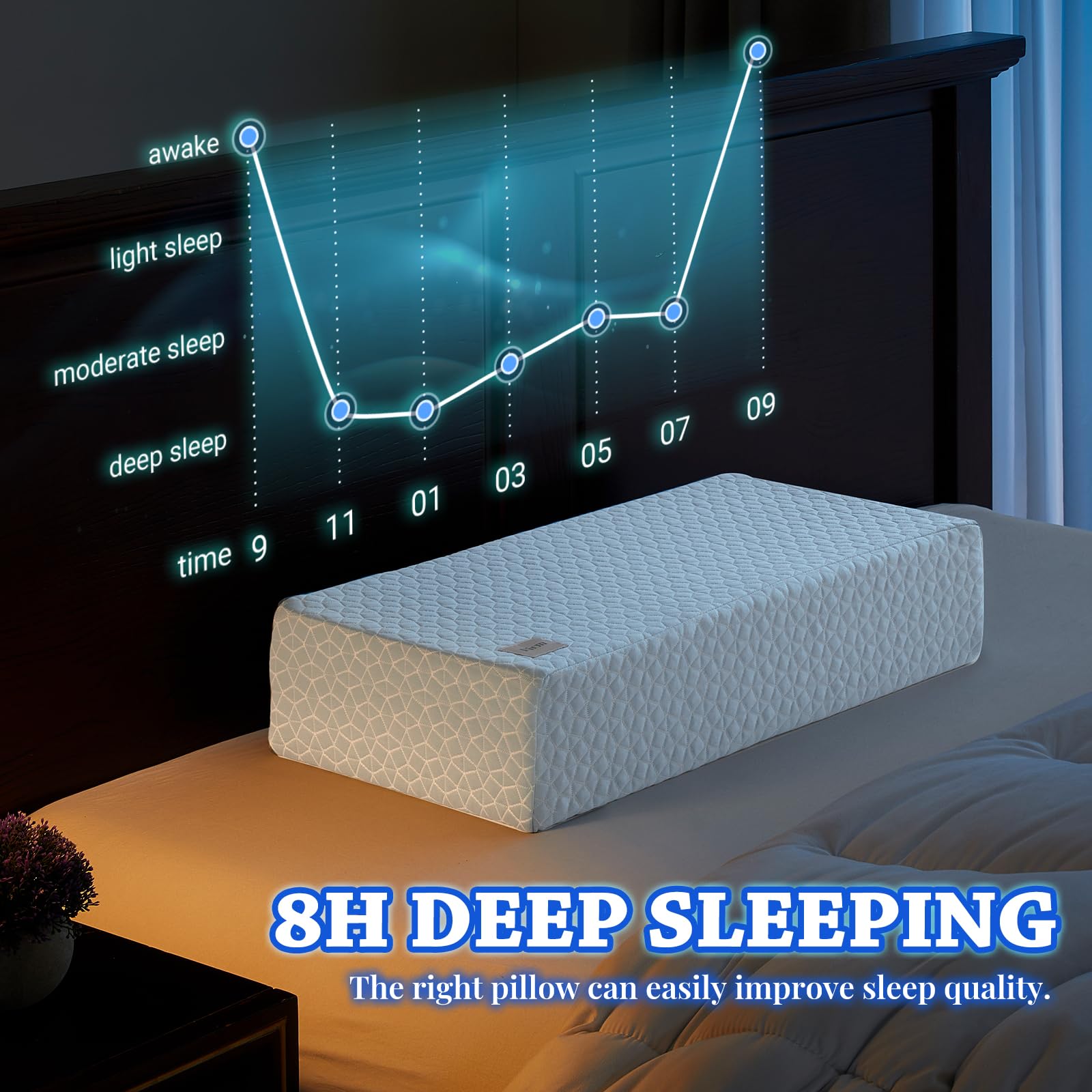 HARBOREST Ice Cube Cooling Pillow for Side Sleepers Memory Foam Side Sleeper Pillow Support Head & Neck for Pain Relief,12"x24"x5"