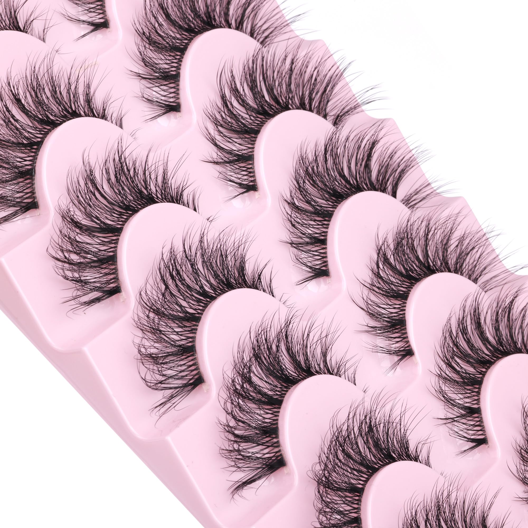Lashes Natural Look False Eyelashes Wispy Lashes Cat Eye Lashes Clear Band 3D Faux Mink Lashes 16MM Fake Eyelashes Pack by GVEFETIEE