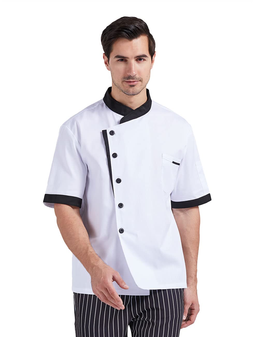 Nanxson Unisex Chef Jacket Men's Chef Coat Restaurant Kitchen Chef Uniform CFM0016 (White Shortsleeve, M)
