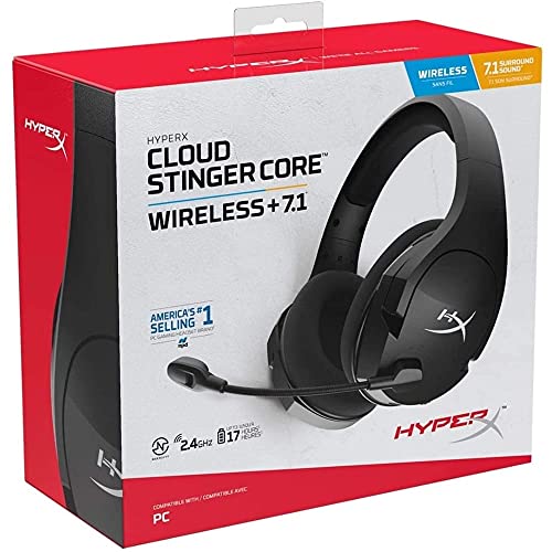 HyperX Cloud Stinger Core β Wireless Lightweight Gaming Headset, DTS Headphone:X spatial audio, Noise Cancelling Microphone, For PC, Black