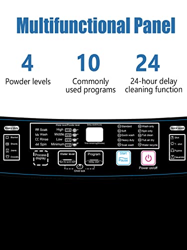Krib Bling Full-Automatic Washing Machine with Drain Pump, 17.7 lbs Compact Washer, 10 Wash Program & 8 Water Level, Ideal for Apartment, Dorm, RV Grey