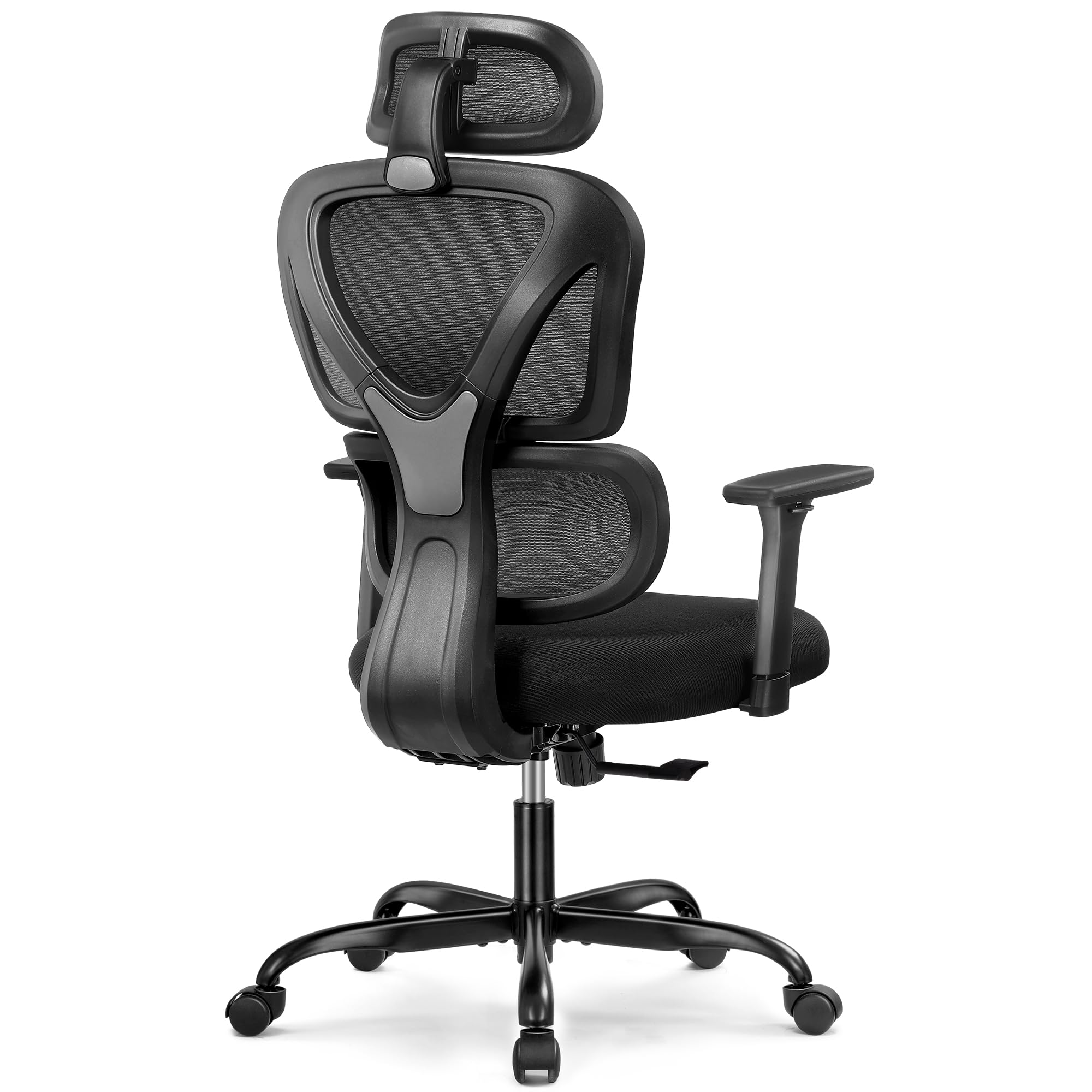 KERDOM Ergonomic Office Chair, Home Desk Chair, Comfy Breathable Mesh Task High Back Thick Cushion Computer Chair with Headrest and 3D Armrests, Adjustable Height Home Gaming Chair (S-Grey)