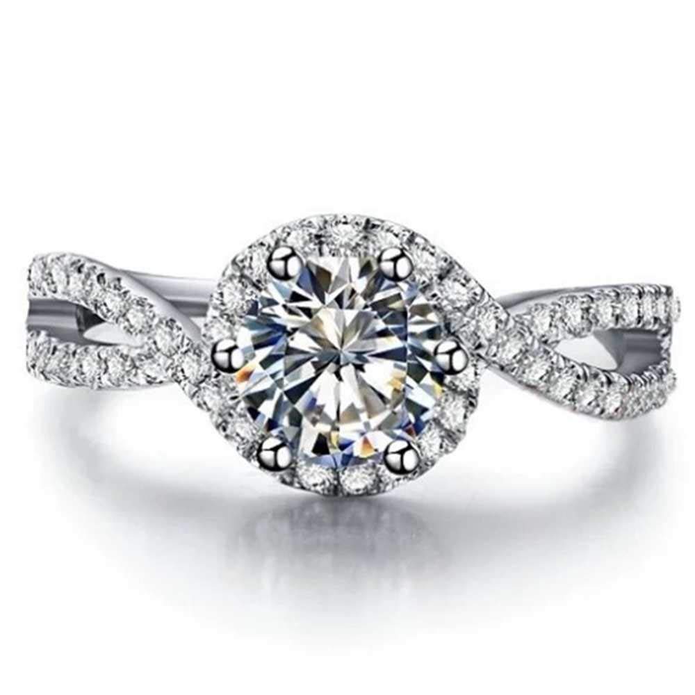 Jude Jewelers Platinum Plated 1.5 Carat Cubic Zircon Simulated Diamond Wedding Engagement Proposal Ring (Silver, 7)