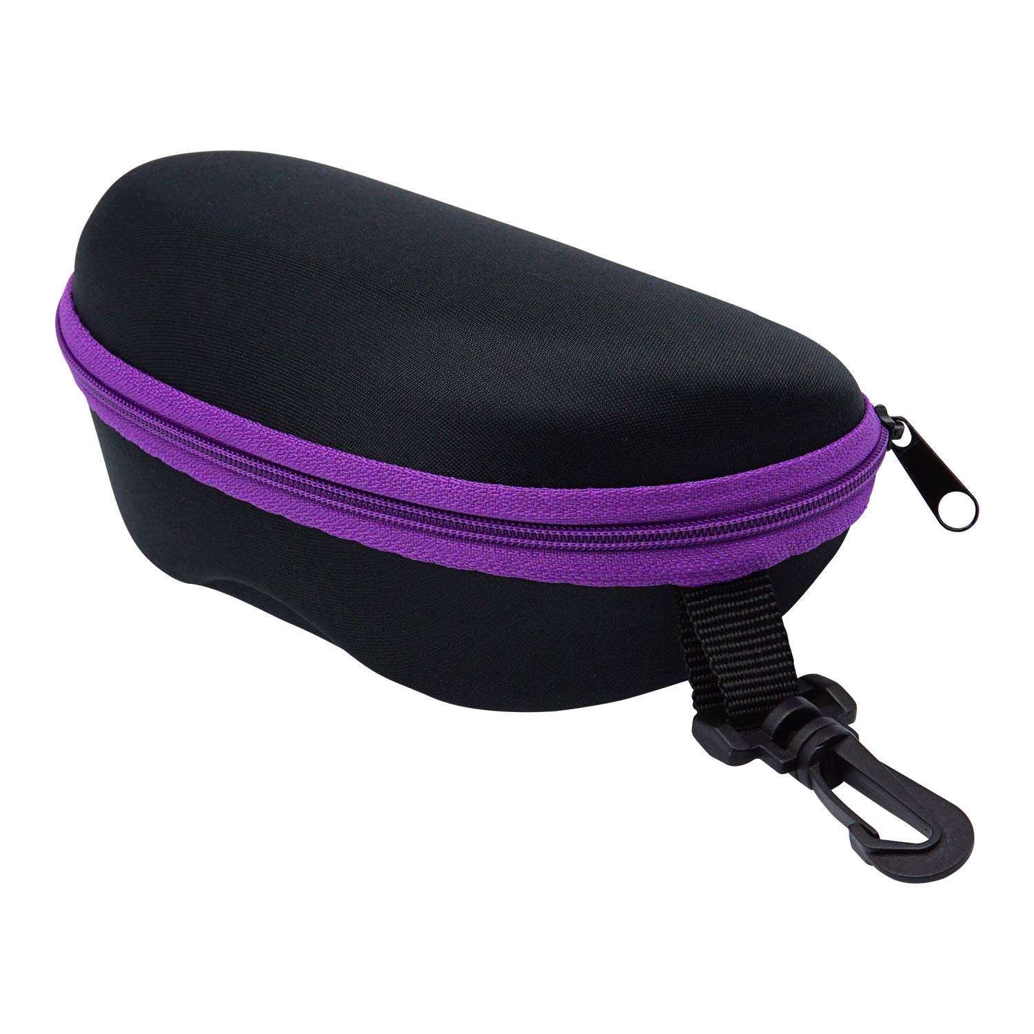 INNOLIFE 3 PCS Large Size Zipper Shell Sunglasses Glasses Case with Plastic Carabiner Hook & 3 PCS Glasses Pouch & 3 PCS Cleaning Cloth(black)