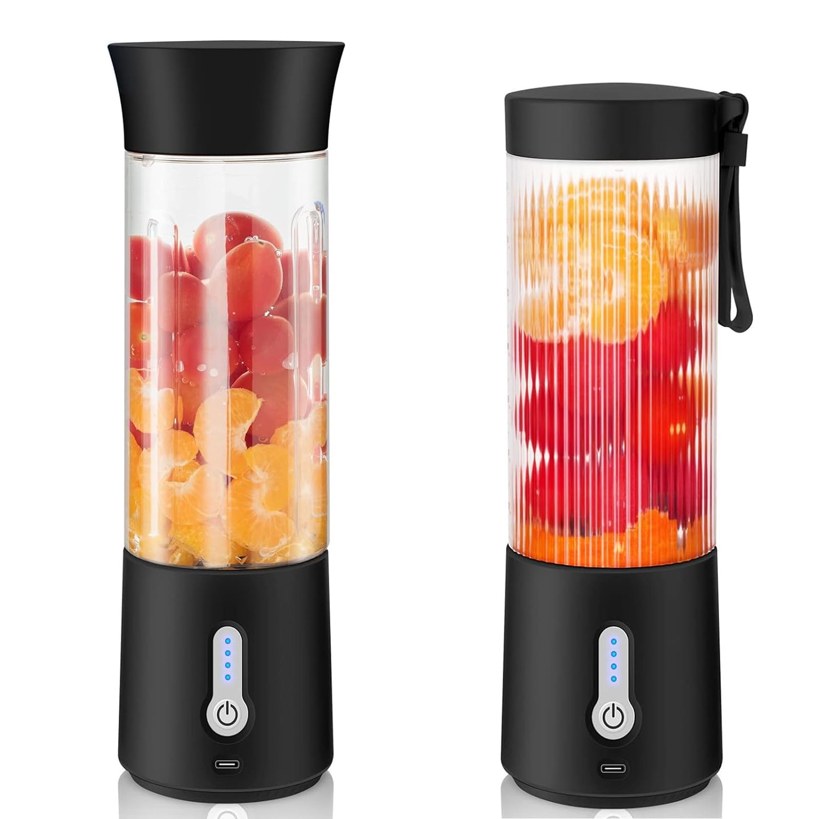 Portable Personal Blender USB Rechargeable Portable Blender with Portable Cup Lid for Sports Outdoors Travel Blender for Shakes and Smoothies Cordless BPA-Free Blender Cup(17Oz+15Oz)