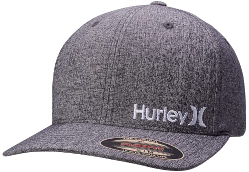 Hurley Men's Caps - Flexfit Curve Bill Baseball Cap - Summer Hats for Men (S-XL), Size Large-X-Large, Light Grey