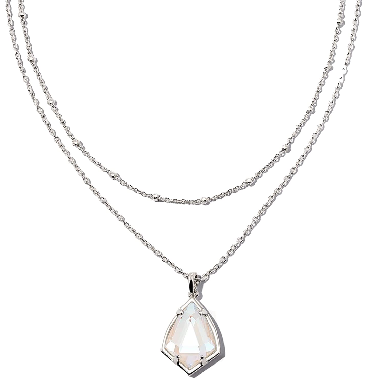 Kendra Scott Cory Rhodium Plated Multi Strand Adjustable Length Necklace for Women, Fashion Jewelry