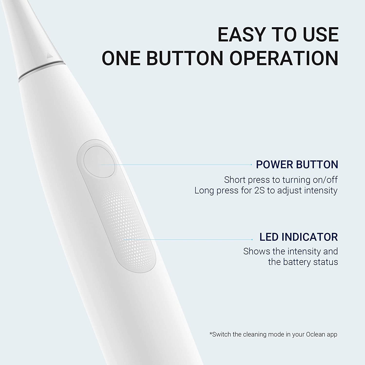 Oclean Electric Toothbrush 40,000 VPM Sonic Cleaning, 3 Modes 32 Intensities, 30 Days Use 2H Fast Charge Rechargeable, Smart Toothbrush W/Blind Zone Detection Smart Timer
