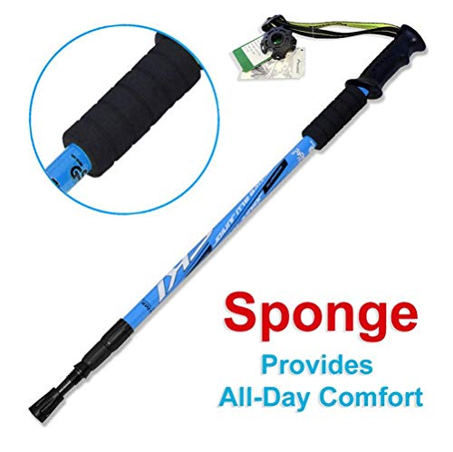 HYTX Adjustable Lightweight Aluminum Hiking Poles for Walking/Trekking/Hiking [ 2-pc Pack ] - Shock - Absorbent, Ergonomical Grip, Strong Strap (Blue)