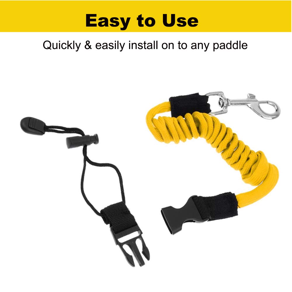 Kayak Paddle Leash, Yellow Rod Leash, Adjustable Kayak Safety Rod Leash,Lanyard Leash Stretches to 48 inch, for Kayaking/SUP Paddle Boarding/Fishing